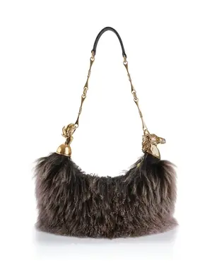 Chloé Horse Chain Shearling Shoulder Bag