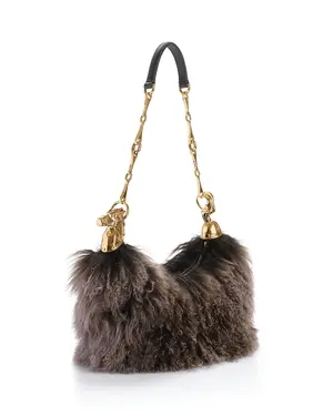 Chloé Horse Chain Shearling Shoulder Bag