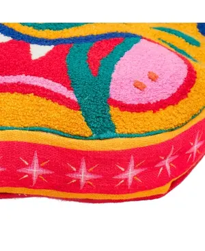 ZSA ZSA ZSU Ghuni Tasseled Embroidered Cotton Cushion, 14 X 15.5