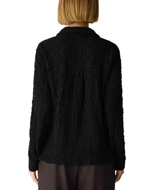 Eileen Fisher Bubble Jacquard Classic Collar Slim Shirt - Black