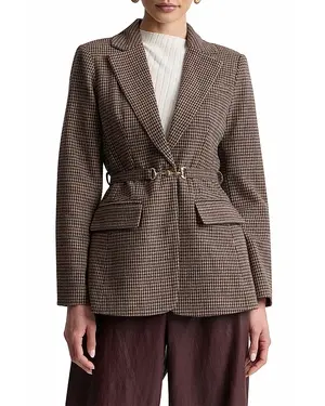 Avec Les Filles Houndstooth Belted Blazer