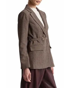 Avec Les Filles Houndstooth Belted Blazer