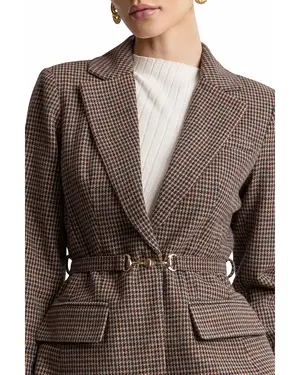 Avec Les Filles Houndstooth Belted Blazer