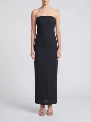 Issey Miyake High-waisted Blue Cotton Blend Long Pencil Skirt - Navy