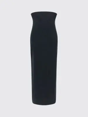Issey Miyake High-waisted Blue Cotton Blend Long Pencil Skirt - Navy