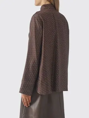 Max Mara Brown Pure Silk Shirt With All-over Monogram Print