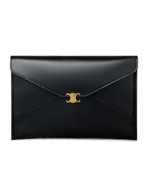 Celine Envelope In Shiny Calfskin - Black