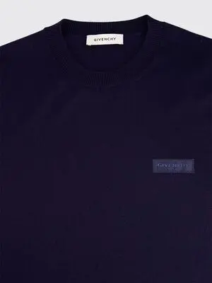 Givenchy Crewneck Pure Wool Jumper With Tonal Logo - Blue