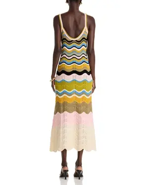 La DoubleJ Chevron Cotton Crochet Midi Dress