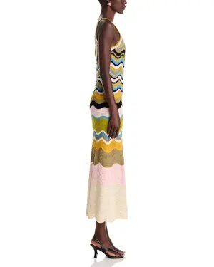 La DoubleJ Chevron Cotton Crochet Midi Dress