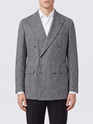 Tagliatore Double-breasted Virgin Wool And Cashmere Blazer With Peak Lapels
