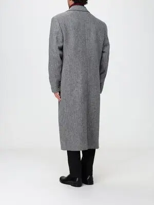 Valentino Garavani Single-breasted Long Coat In Virgin Wool With Chevron Pattern