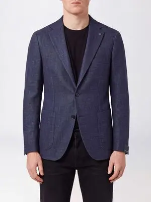 Tagliatore Single-breasted Blazer In Virgin Wool And Silk With Peak Lapels - Blue