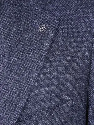 Tagliatore Single-breasted Blazer In Virgin Wool And Silk With Peak Lapels - Blue