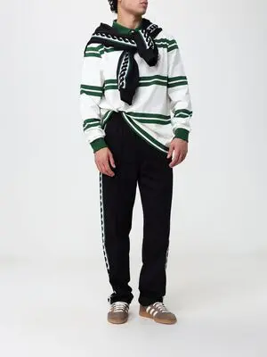 Drole De Monsieur Striped Long-sleeve Cotton Polo Shirt With Logo