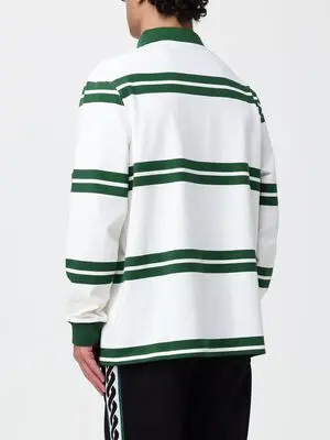 Drole De Monsieur Striped Long-sleeve Cotton Polo Shirt With Logo