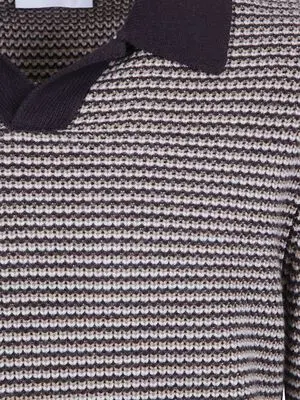 LARDINI Striped Long-sleeved Knit Polo In A Wool And Cashmere Blend