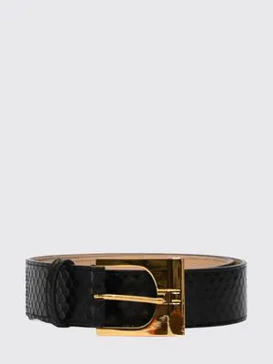 Elisabetta Franchi Python Print Leather Adjustable Belt With Buckle - Black