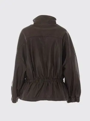 Pinko Cropped Faux Leather Bomber Jacket With Funnel Neck And Elasticated Waist