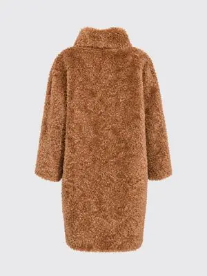 Herno Knee-length Faux Shearling Coat With A High Neck - Camel