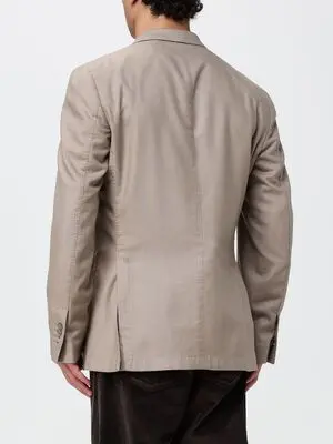 SANTANIELLO Single-breasted Wool Blend Blazer With Patch Pockets - Brown