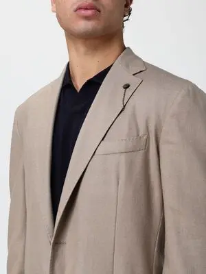 SANTANIELLO Single-breasted Wool Blend Blazer With Patch Pockets - Brown