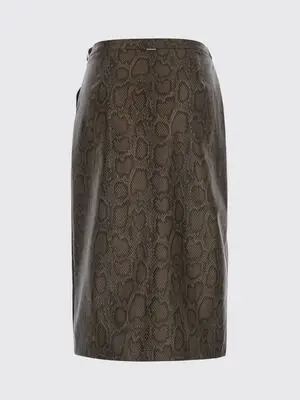 TWINSET Slim Fit Python Print Faux Leather Midi Pencil Skirt