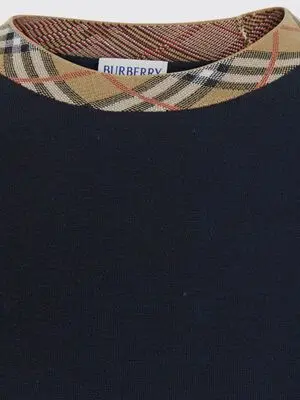 Burberry Crewneck Wool Jumper With Contrast Trim And Ribbed Hems