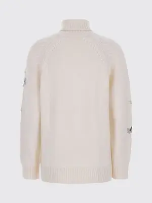 PAROSH P.a.r.o.s.h. Floral Jacquard Cashmere Turtleneck Sweater