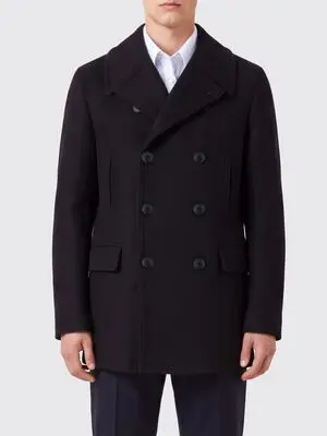 Tagliatore Double-breasted Knee-length Wool Coat With Cuff Straps - Black