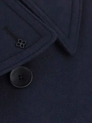 Tagliatore Double-breasted Knee-length Wool Coat With Cuff Straps - Blue