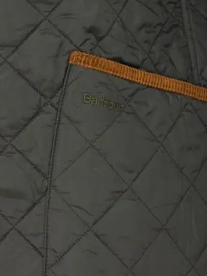Barbour Short Quilted Waterproof Cotton Jacket With A Velvet Collar - Green