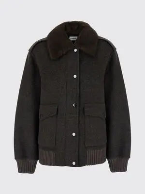 PAROSH Pure Wool Bomber Jacket P.a.r.o.s.h. With Fur Collar And Epaulettes