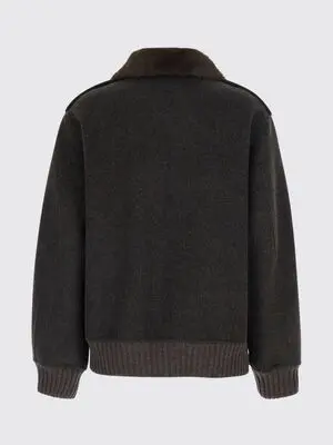 PAROSH Pure Wool Bomber Jacket P.a.r.o.s.h. With Fur Collar And Epaulettes