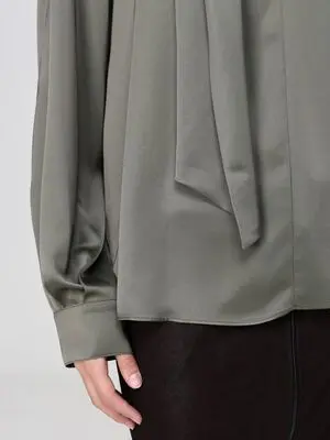 Pinko Satin Blouse With Pussy-bow Neck, Long Sleeves And Dropped Shoulders