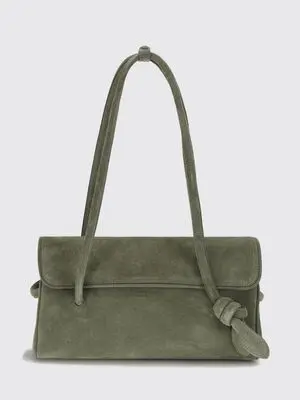 Jacquemus Le Turismo Suede Calfskin Shoulder Bag With Logo - Kaki