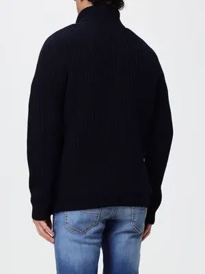 Tagliatore Ribbed-collar Zip-up Wool Blend Cardigan - Blue