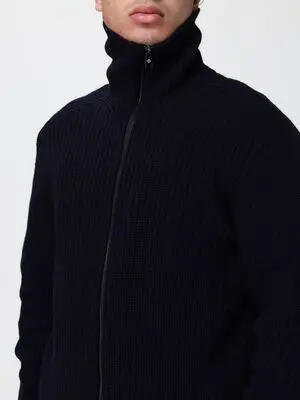 Tagliatore Ribbed-collar Zip-up Wool Blend Cardigan - Blue