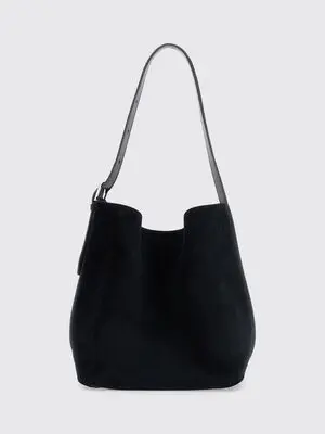 TOTEME Suede Calfskin Shoulder Bag With Adjustable Handle - Black