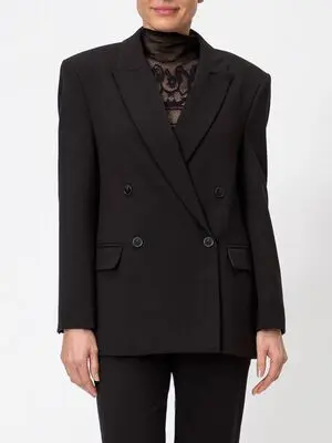 TWINSET Double-breasted Viscose Blend Blazer With Peak Lapels - Black