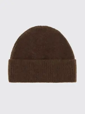 AMI Paris Wool And Alpaca Blend Beanie Hat With Embroidered Logo - Brown