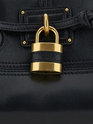 Chloé Paddington Handbag In Calf Leather With Padlock And Removable Shoulder Strap - Black