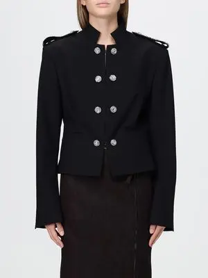 Pinko Slim Fit Crêpe Blazer With Jewel Buttons, Epaulettes And Concealed Fastening