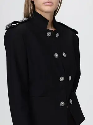 Pinko Slim Fit Crêpe Blazer With Jewel Buttons, Epaulettes And Concealed Fastening