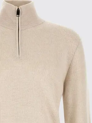 Brioni Half-zip Turtleneck Jumper In Cashmere And Wool Blend - Ivory