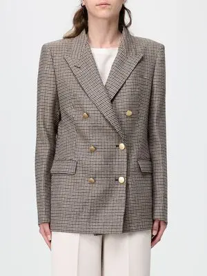 Tagliatore Double-breasted Houndstooth Silk And Cotton Blazer - Beige