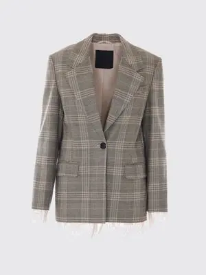 Liu Jo Viscose Blend Blazer With Tartan Print And Lace Inserts