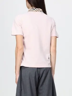 Burberry Cotton Polo Shirt With Check Pattern Collar And Ekd Logo Embroidery