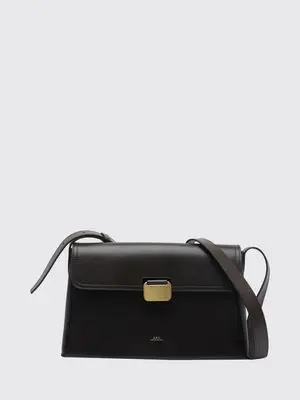 A.p.c. Simone Calf Leather Shoulder Bag With Snap Closure - Brown