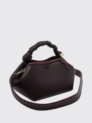 GANNI Bou Handbag With Braided Handle, Logo, And Contrast Stitching